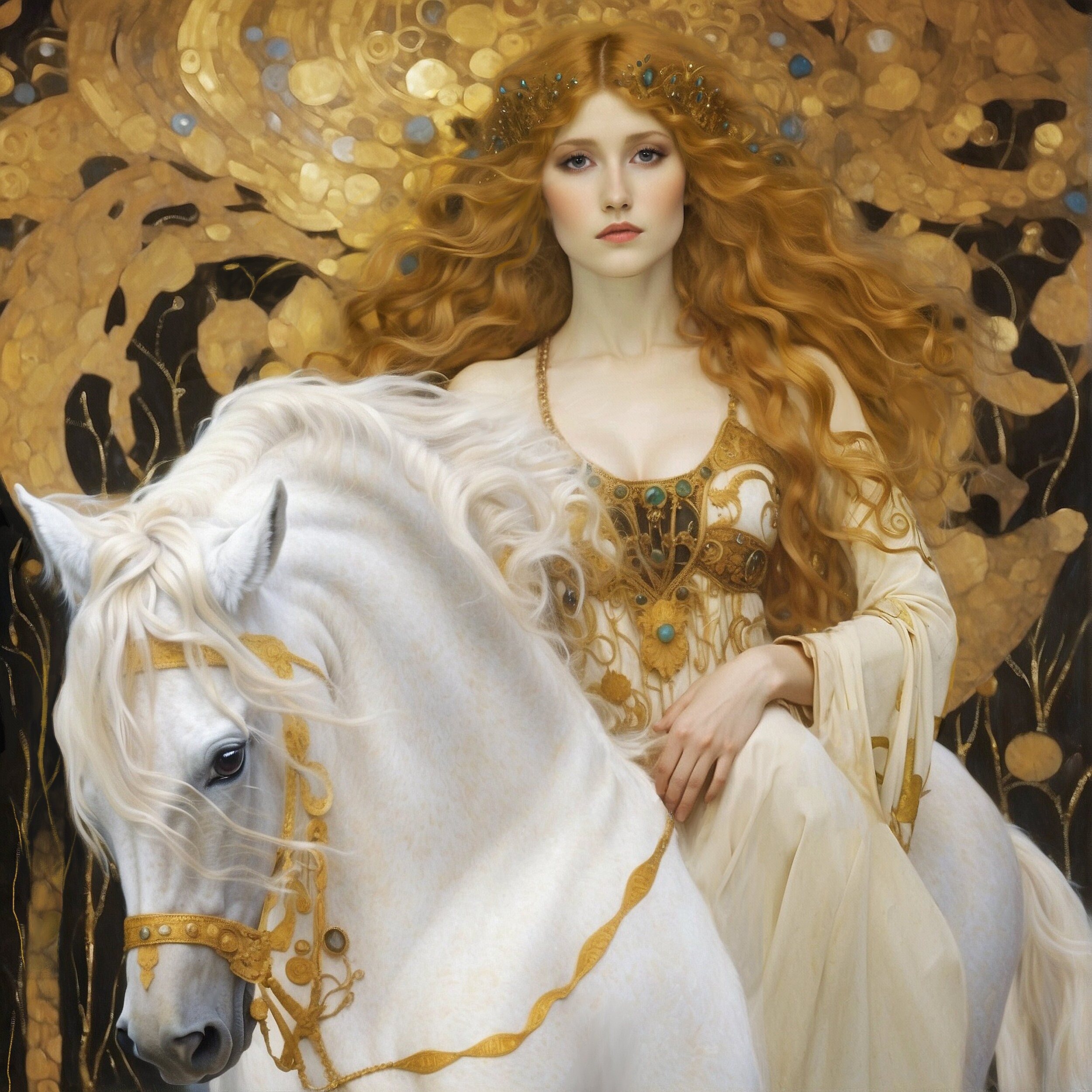 Rhiannon Print, Welsh Goddess of Dreams & Horses, Art Deco, Coquette ...