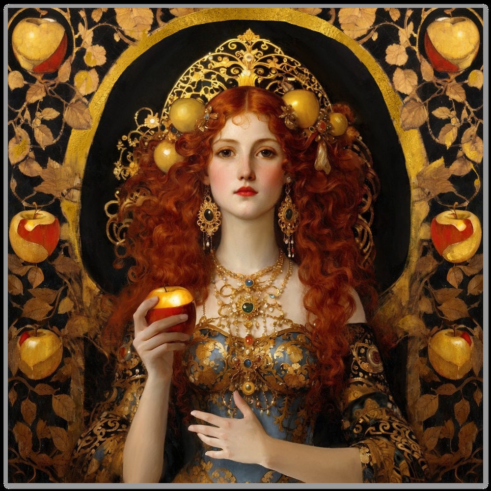 Eris Print Discordia Goddess of Strife With Red Hair & Apples. Greek ...