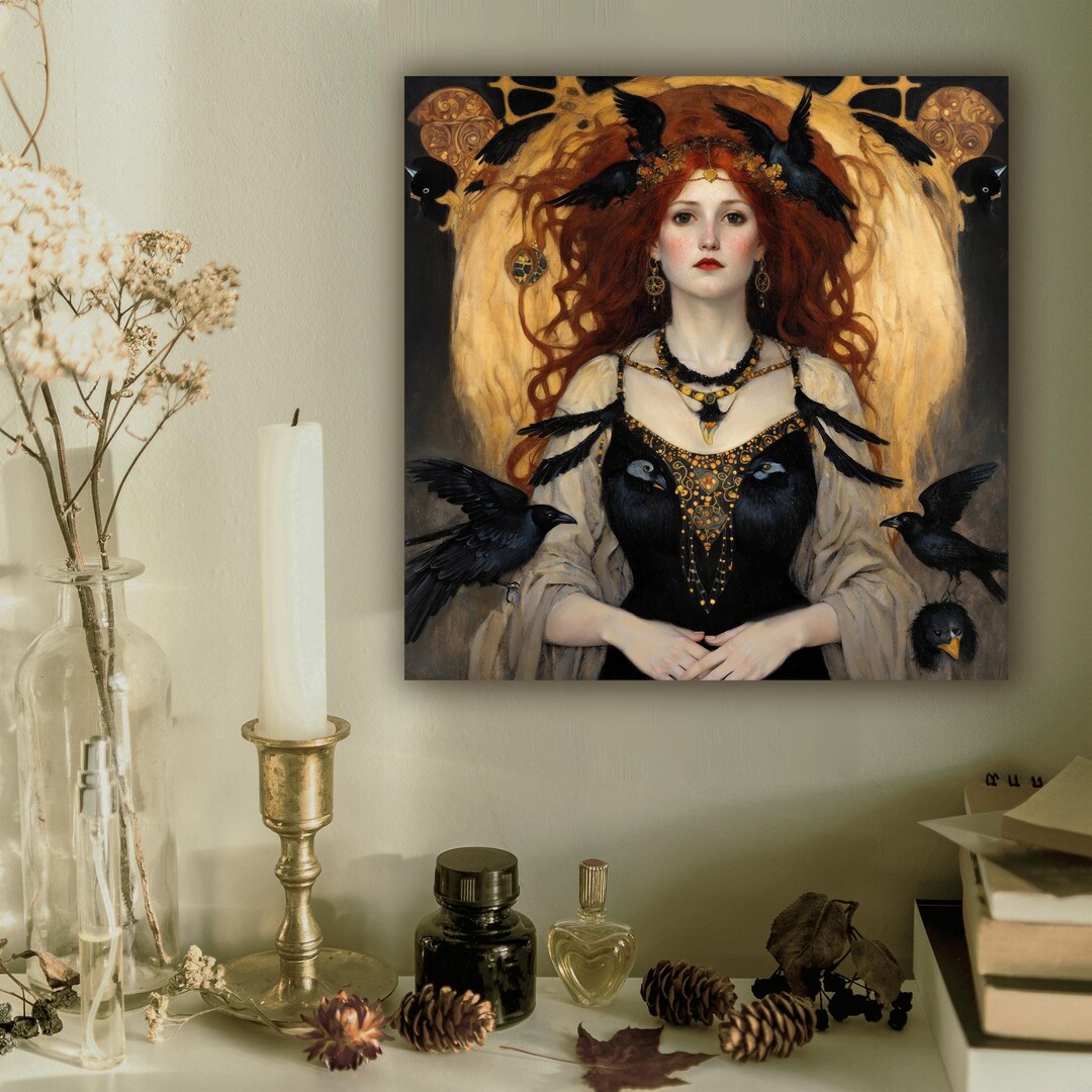 Morrigan Canvas With Crows, Dark Goddess, Celtic Mythology Gift ...