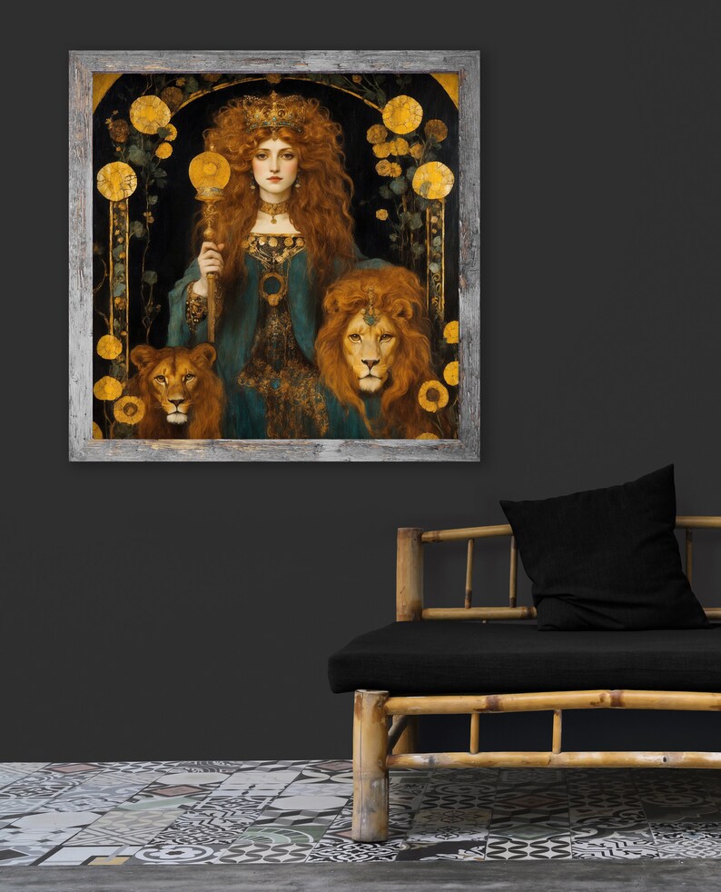 Rhea Print With Lions, Mother Goddess, Greek Mythology Gift, Gothic ...