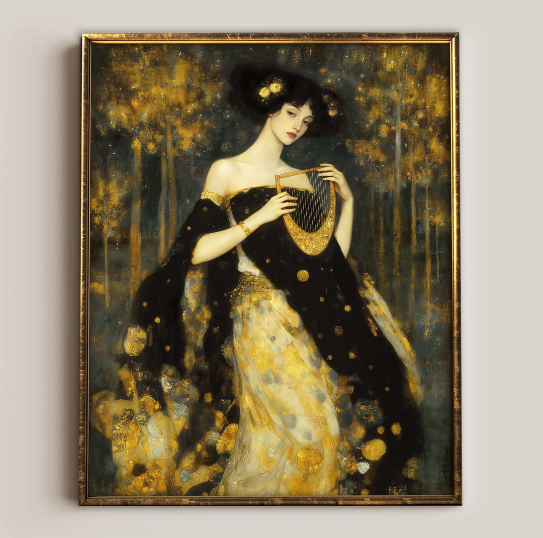 Terpsichore Art Nouveau Giclee Print With Harp: Goddess Muse of Dance ...