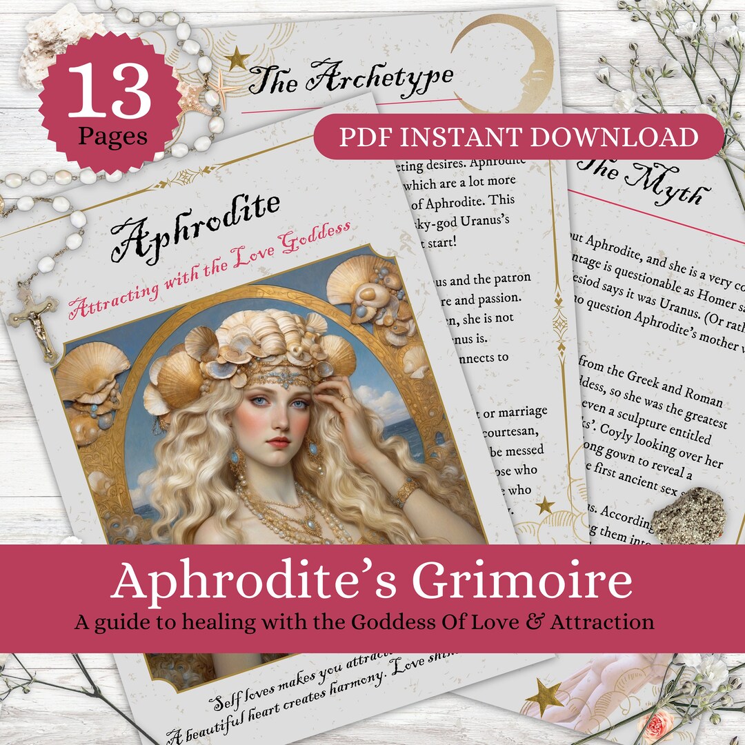 Aphrodite Grimoire Book of Shadows for Deity Work. Goddess Printable ...
