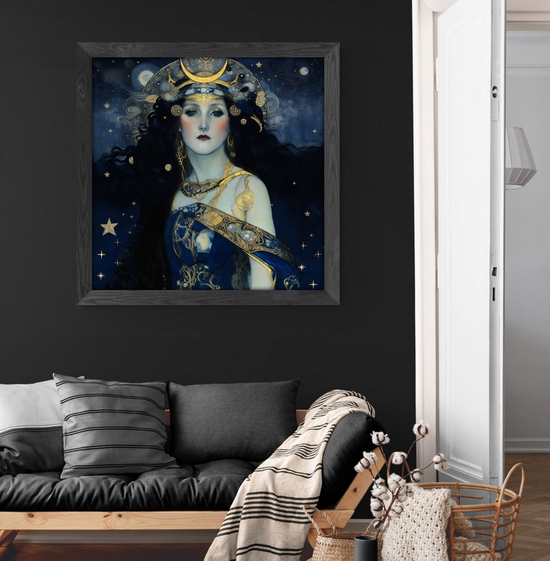 Nyx Print, Goddess of Night, Starry Gothic Wall Art Deco, Dark Coquette ...