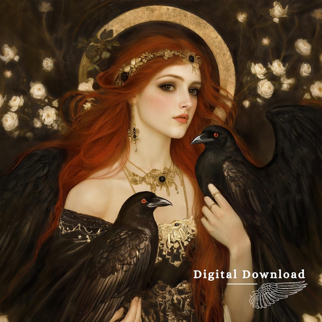 Morrigan Printable With Crows | Gothic Irish Mythology | Cottagecore ...