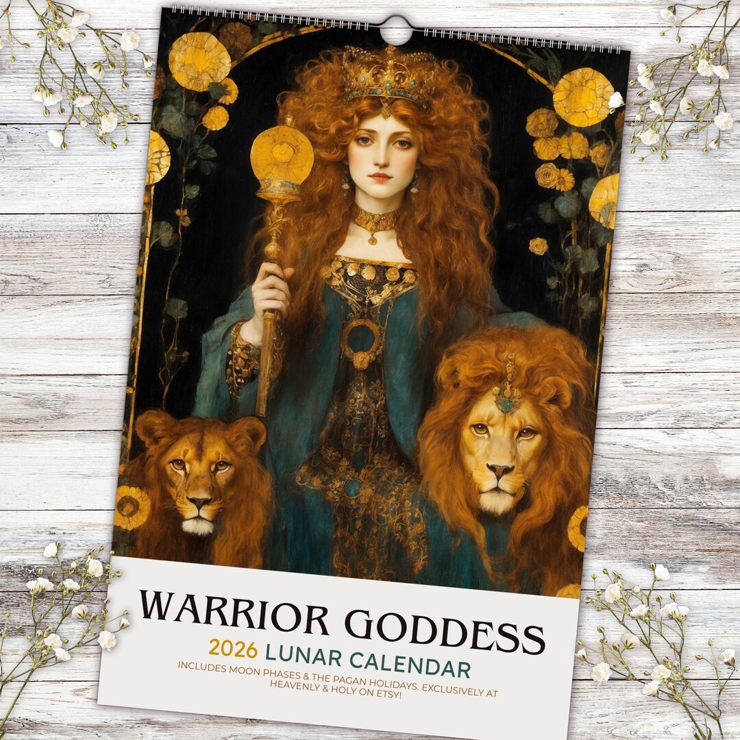 Warrior Goddess 2026 Moon Phase Calendar, Pagan Gift, Manifestation ...