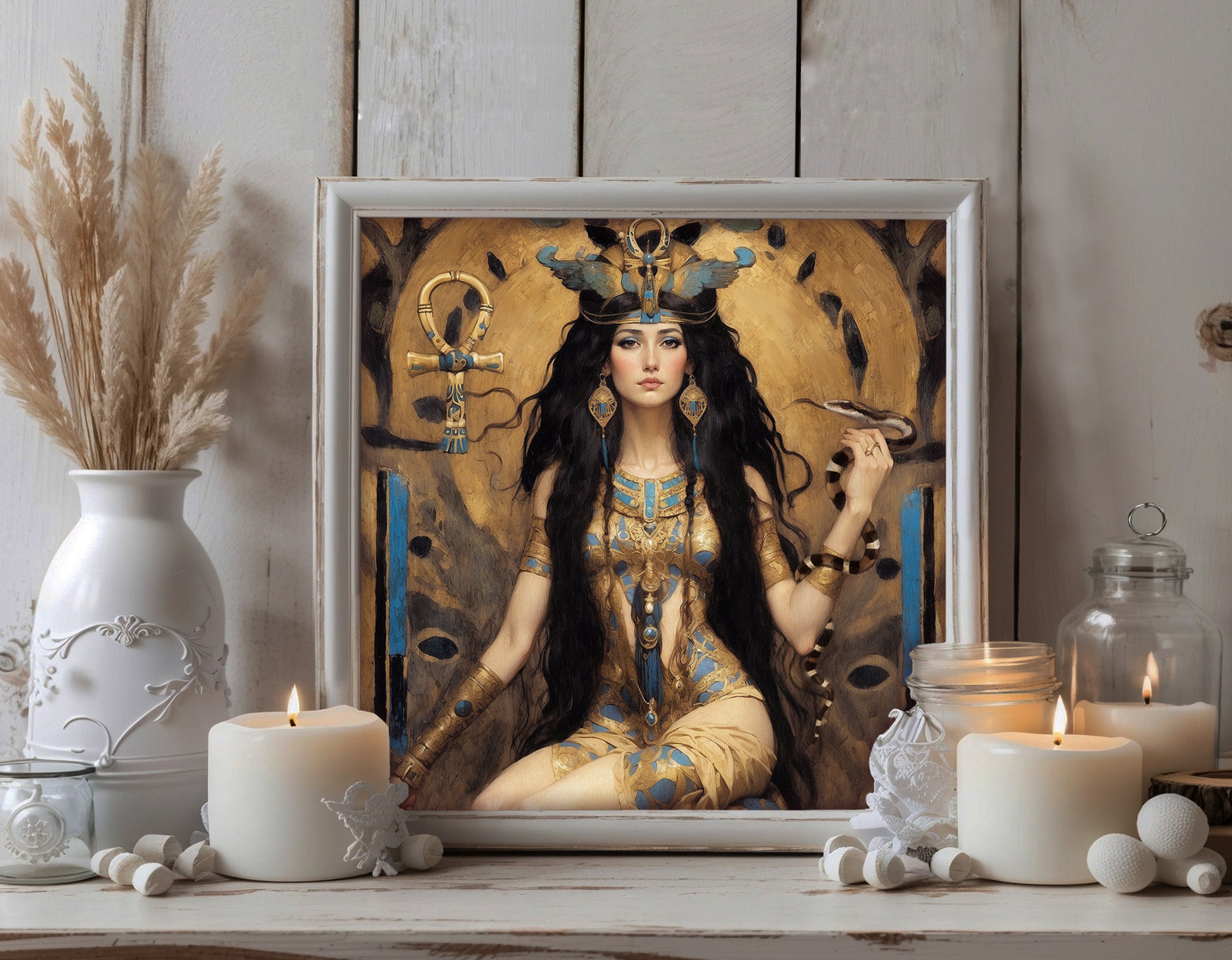 Isis Print Black Wall Art Egyptian Goddess of Wisdom, Fertility and ...
