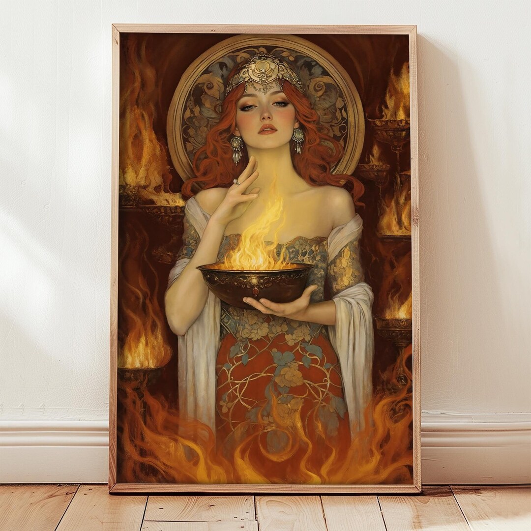 Hestia Fire Goddess Poster, Giclee Art Nouveau Print, Greek Mythology ...