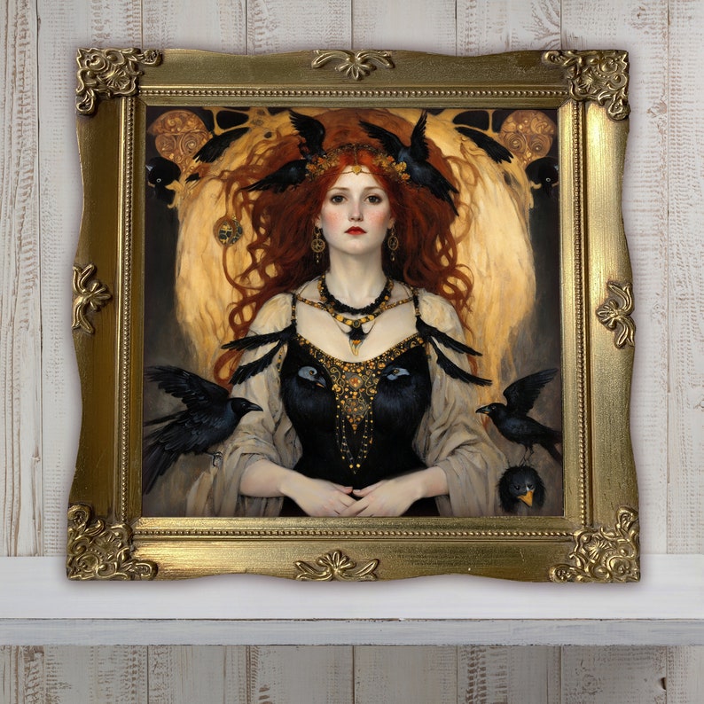 The Morrigan Print, Celtic Goddess of Crows. Gothic Wall Art Deco, Dark ...