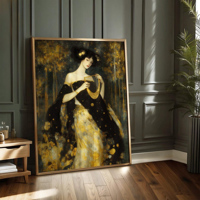 Terpsichore Art Nouveau Giclee Print With Harp: Goddess Muse of Dance ...