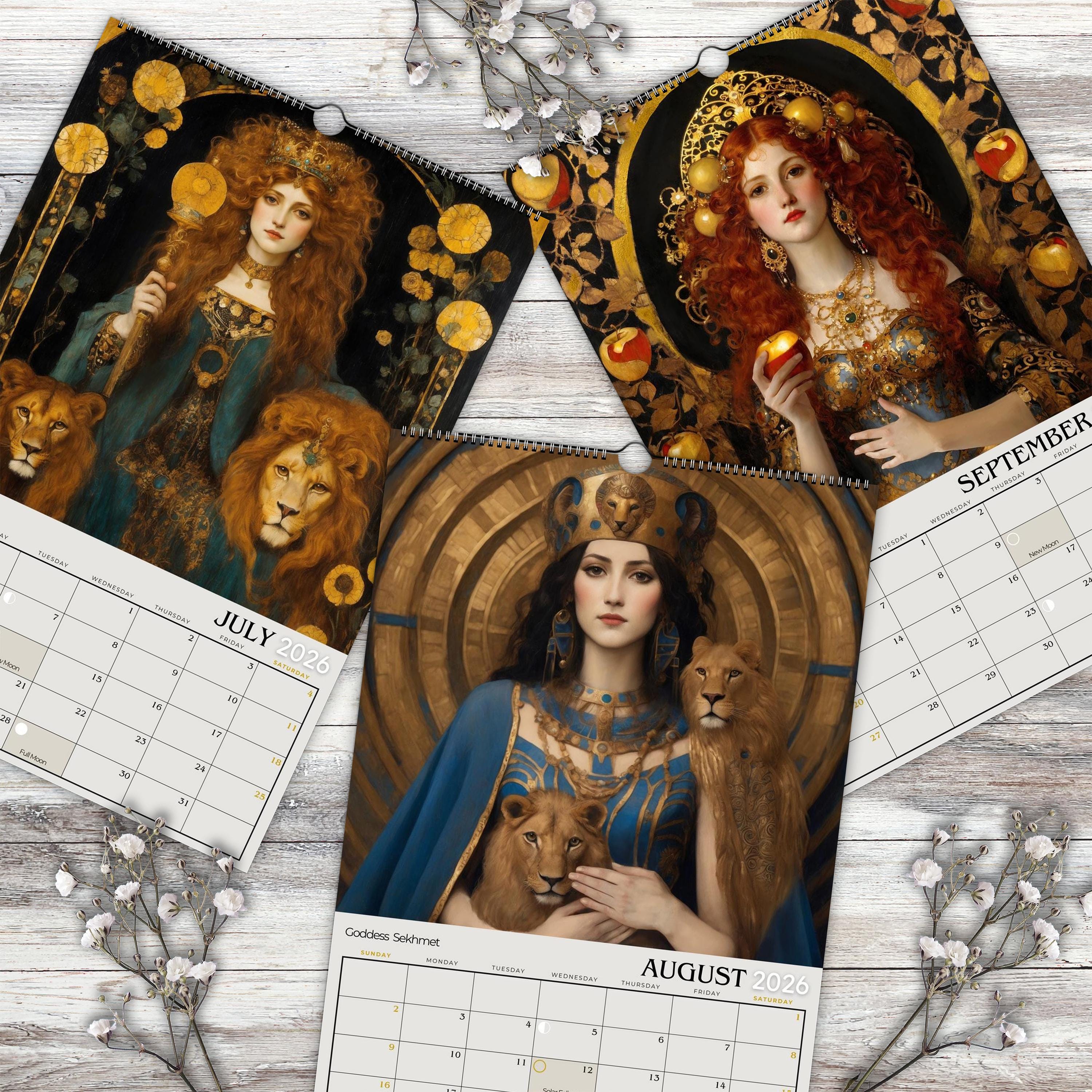 Warrior Goddess 2026 Moon Phase Calendar, Pagan Gift, Manifestation ...