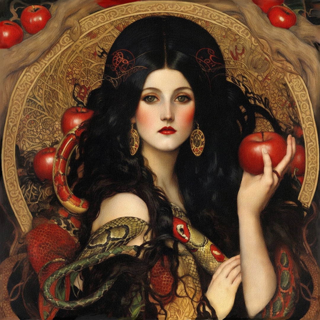 Goddess Lilith Print Black Wall Art Mythology Gift. Art Nouveau Poster ...