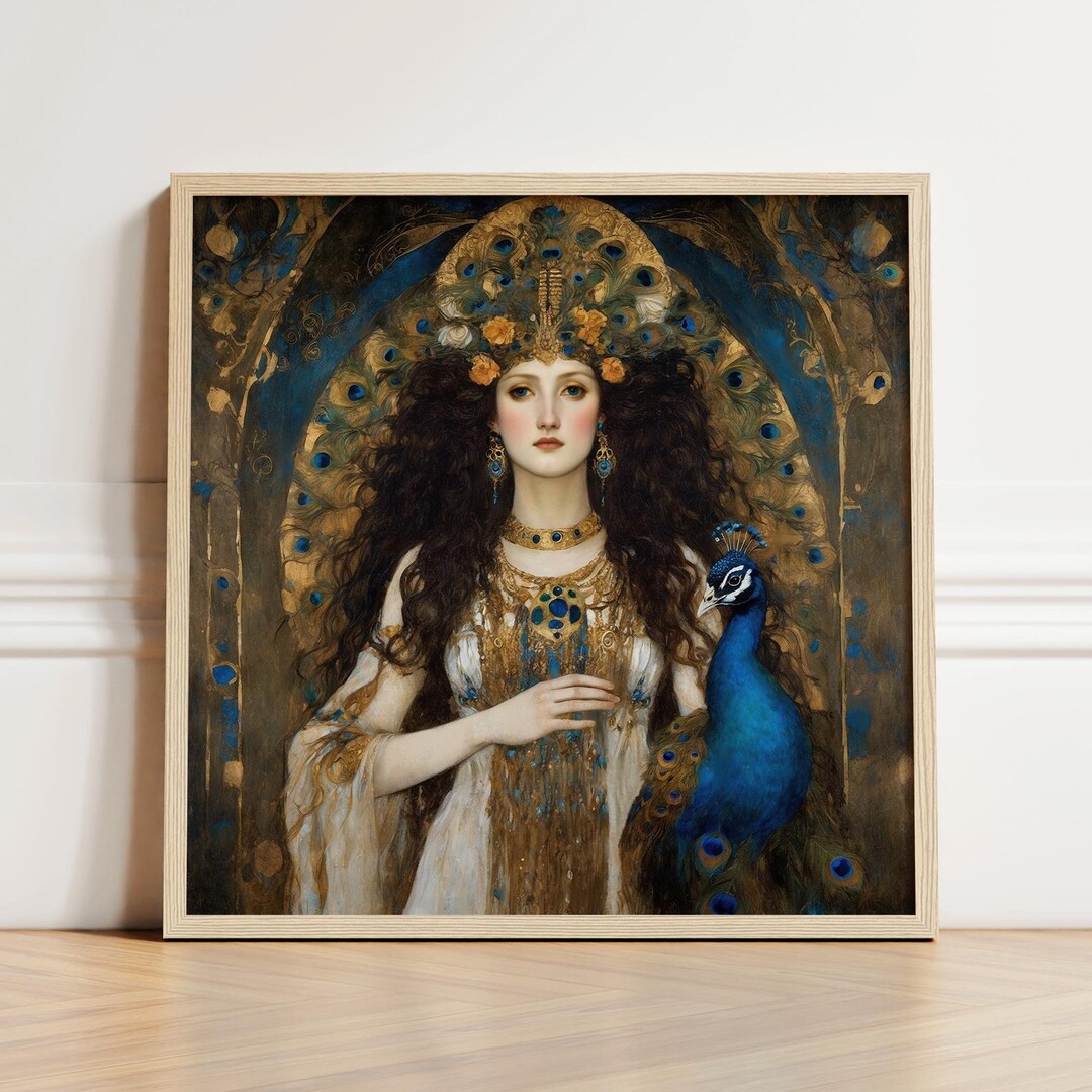 Hera Print With Peacock, Mother Goddess of Marriage, Bird Lover, Gothic ...