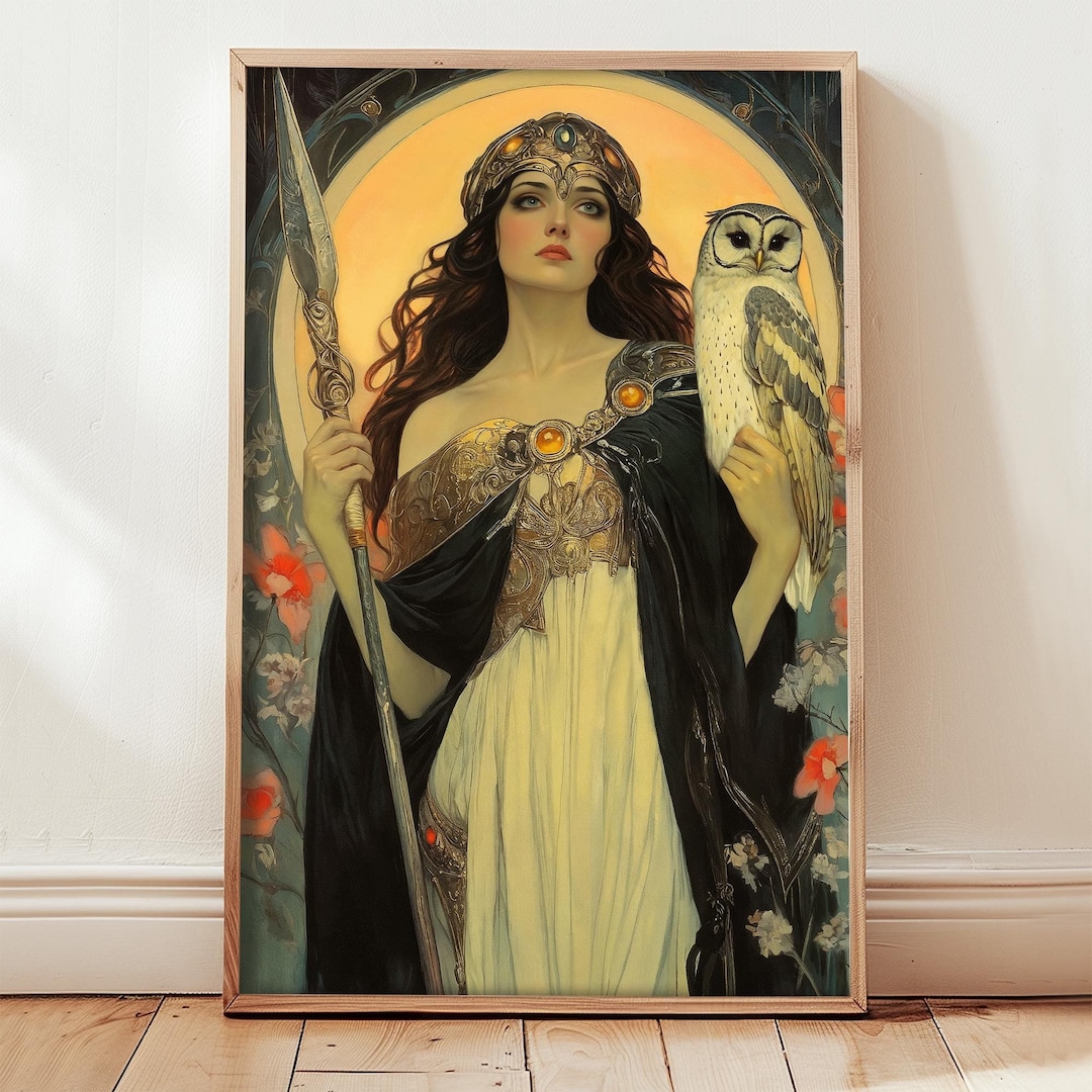 Pallas Athena Poster, Giclee Art Nouveau Print, Goddess of Wisdom ...