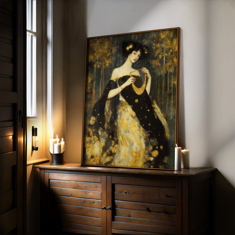 Terpsichore Art Nouveau Giclee Print With Harp: Goddess Muse of Dance ...