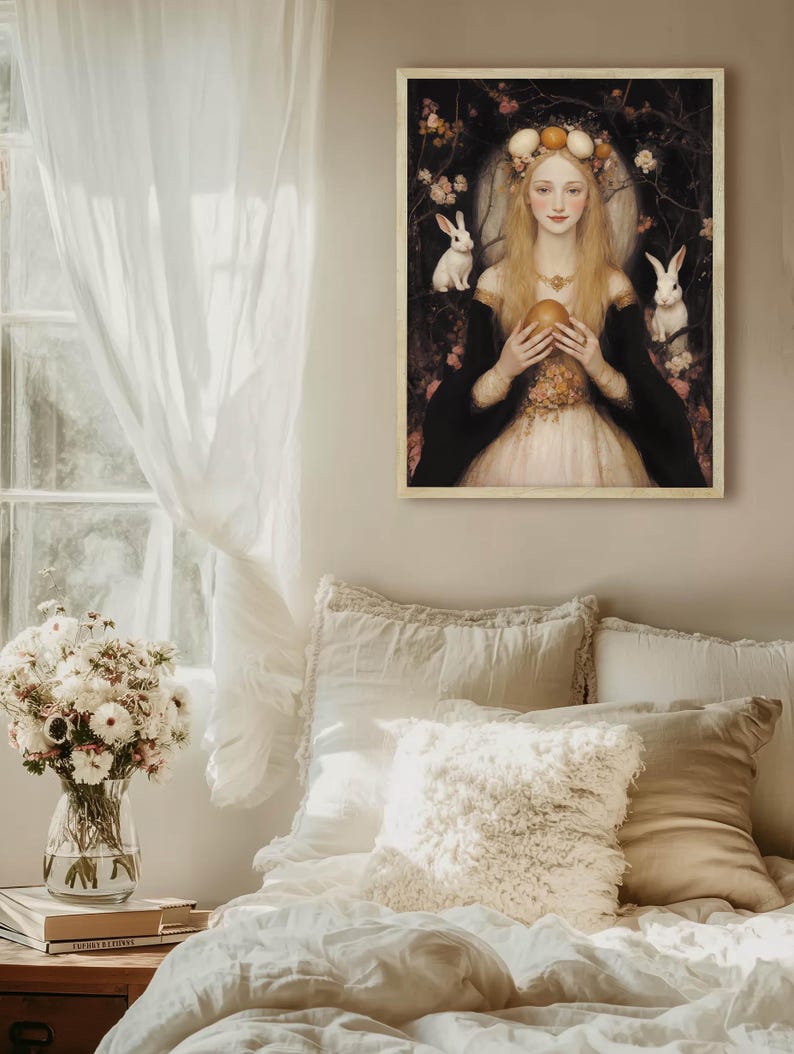 Ostara Goddess Art Print | Spring Equinox, Wiccan Easter Decor - Etsy