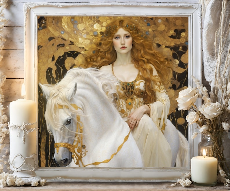 Rhiannon Print, Welsh Goddess of Dreams & Horses, Art Deco, Coquette ...