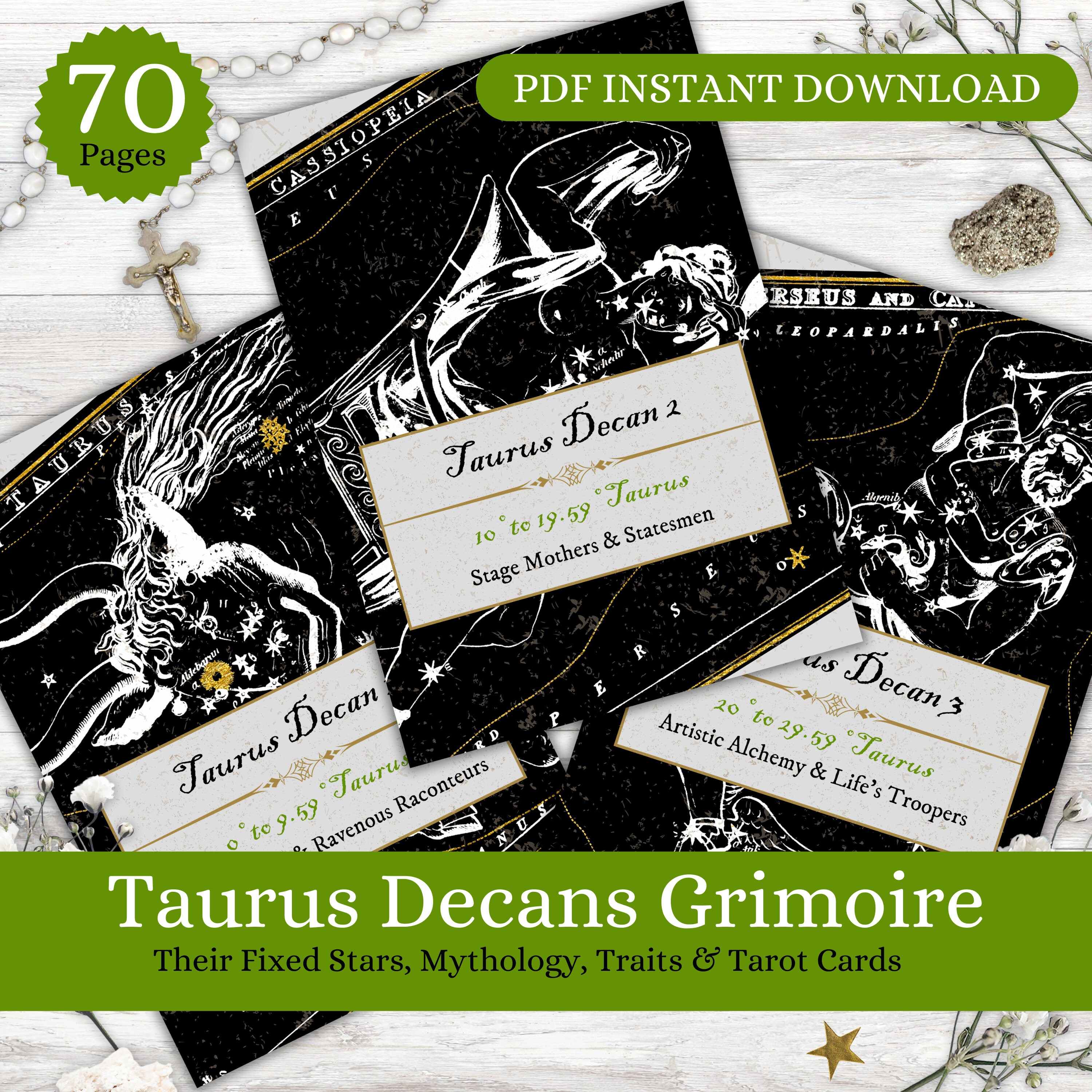 Taurus Astrology Grimoire Set of 3. Taurus Decans Fixed Stars ...
