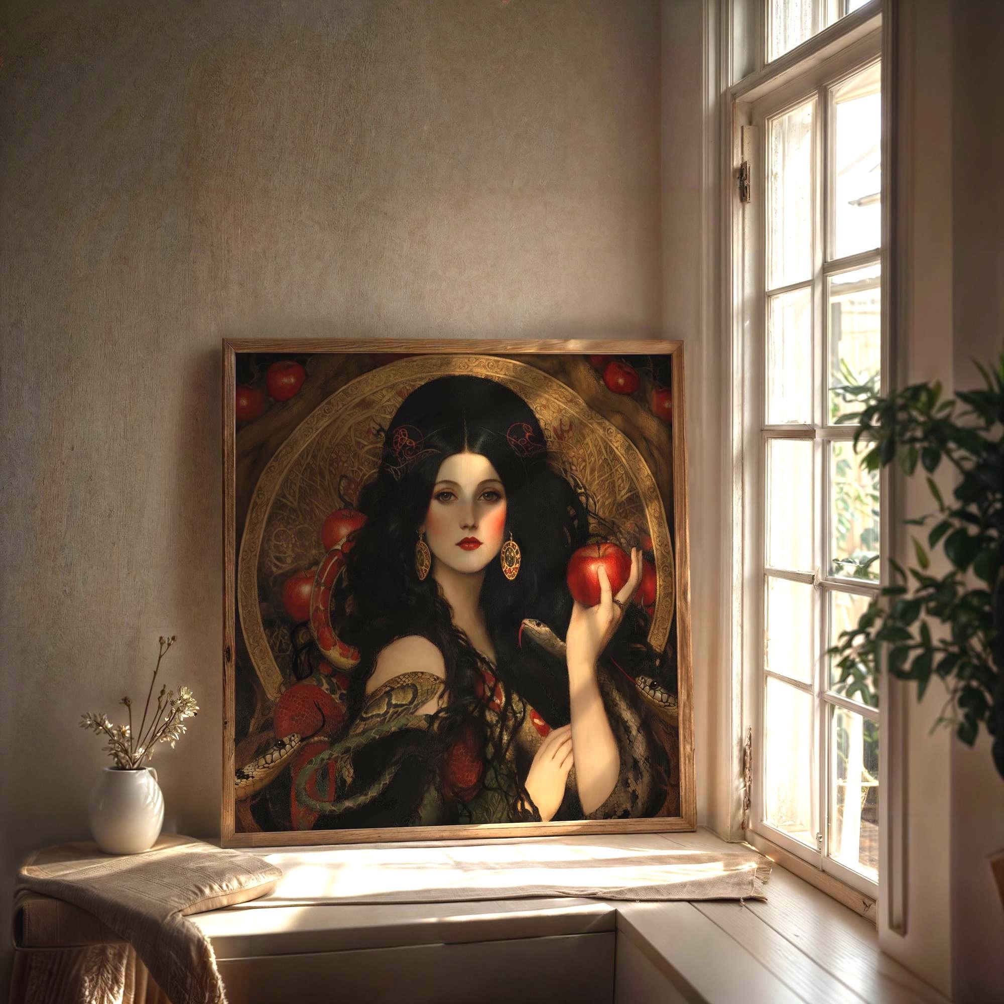Lilith With Snakes Goddess Print, Art Nouveau Room Decor, Gothic Femme ...