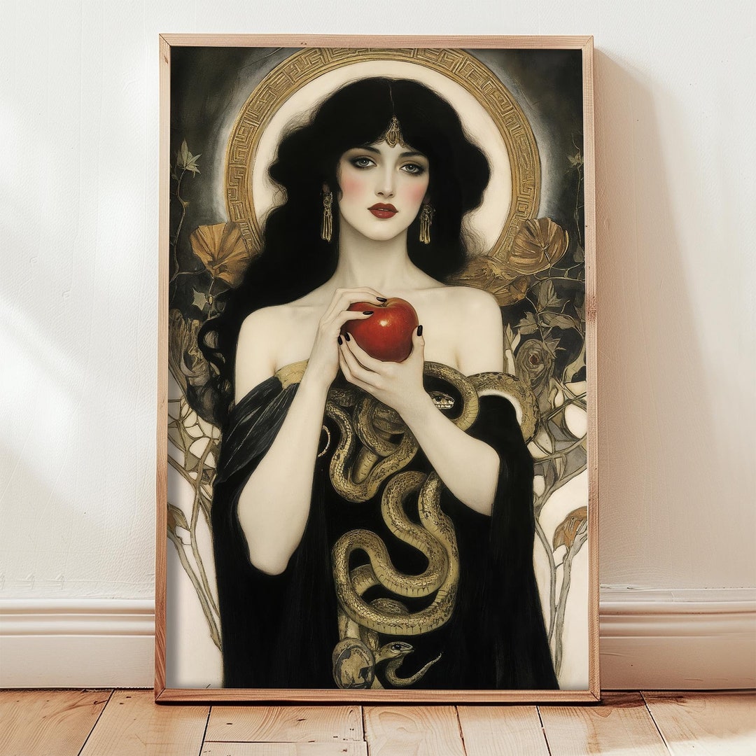 Lilith Print, Giclee Art Nouveau Poster, Goddess With Serpents ...