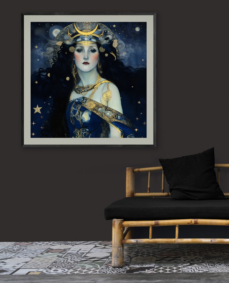 Nyx Print, Goddess of Night, Starry Gothic Wall Art Deco, Dark Coquette ...