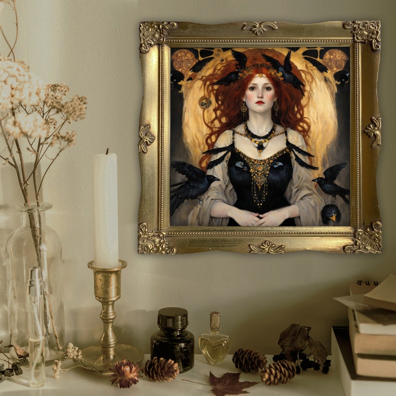 The Morrigan Print, Celtic Goddess of Crows. Gothic Wall Art Deco, Dark ...