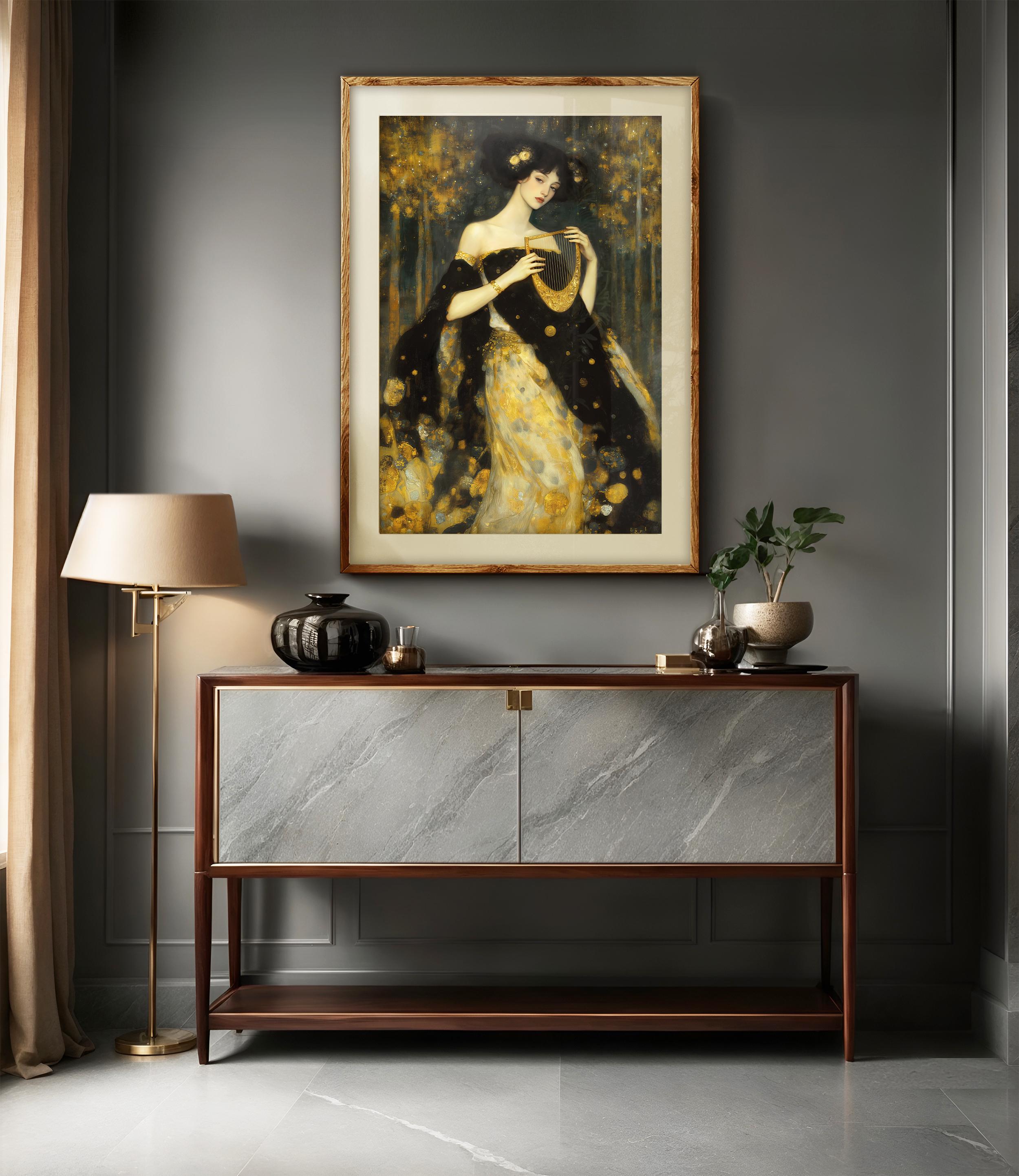 Terpsichore Art Nouveau Giclee Print With Harp: Goddess Muse of Dance ...