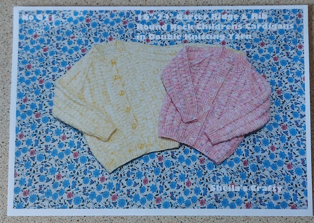 16"- 24" Garter Ridge & Rib B/up Childrens Cardigan Knitting Patterns ...