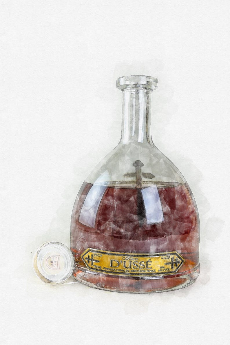 Dusse Cognac Bottle | Photo Digital Download | Wall Art | Photo Sketch ...