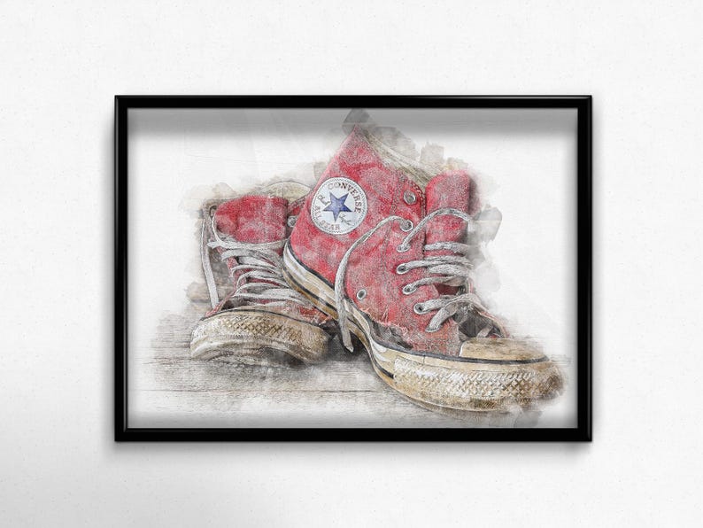 Photo Sketch Red Converse Chuck Taylor All-star Sneakers | Photo ...