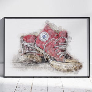 Photo Sketch Red Converse Chuck Taylor All-star Sneakers | Photo ...