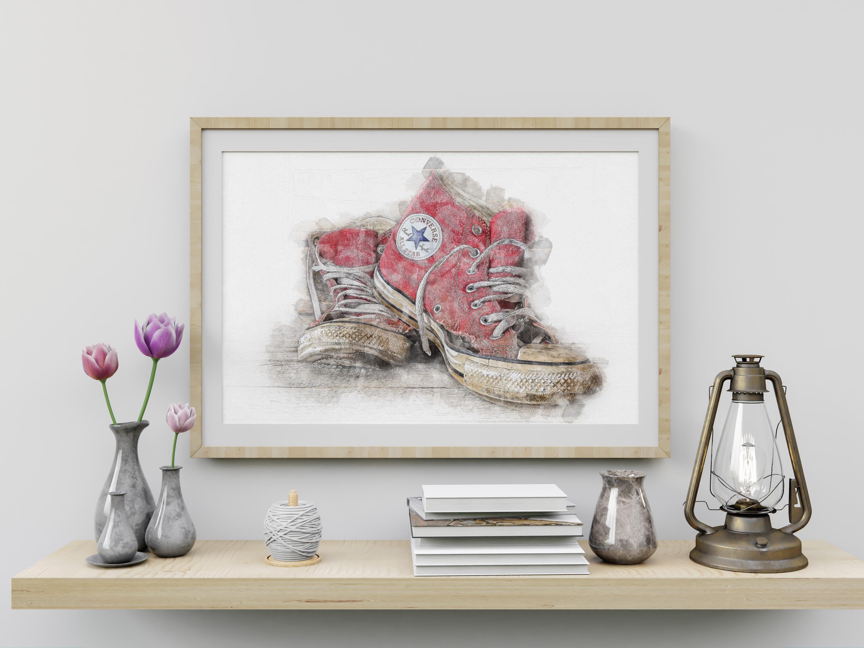 Photo Sketch Red Converse Chuck Taylor All-star Sneakers | Photo ...