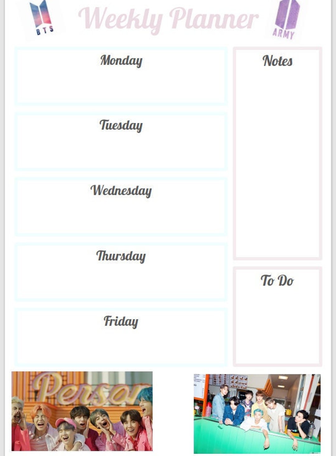 BTS Weekly Planner Printable - Etsy