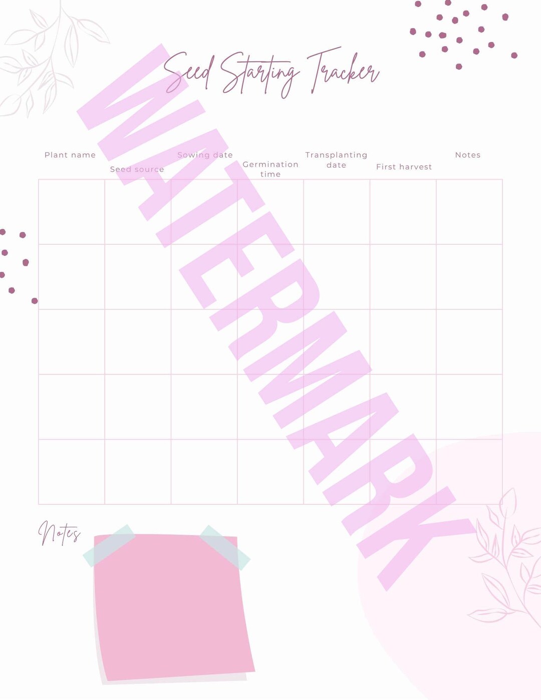 Seed Starting Tracker | Printable Garden Log for Seed Sowing ...