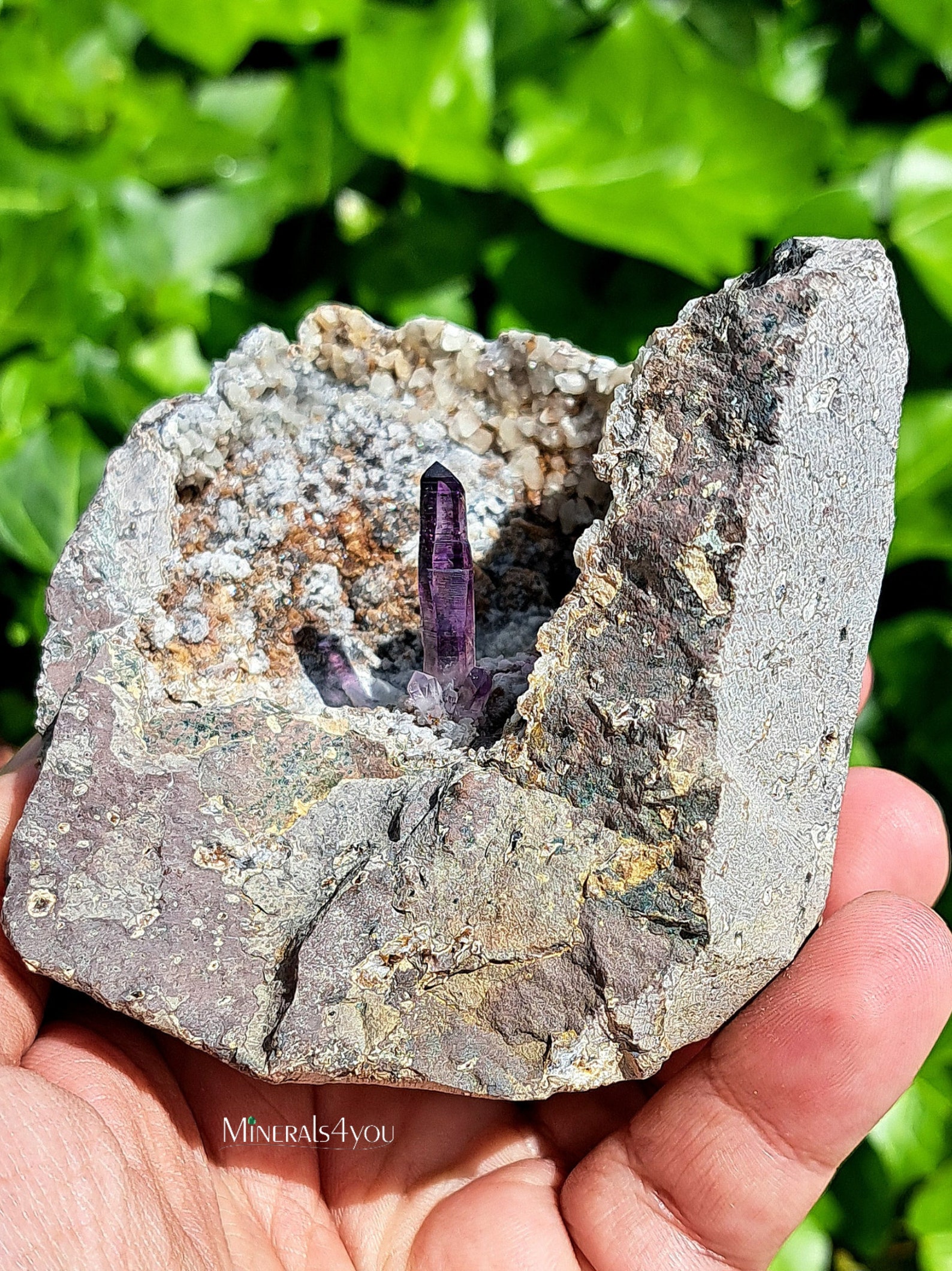 Amethyst Crystal on Matrix Dome - Etsy