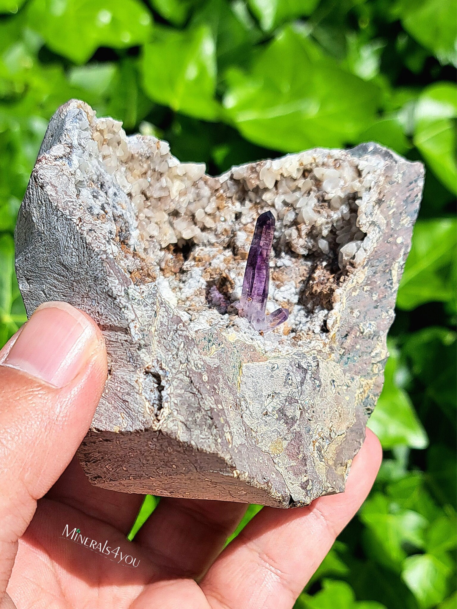 Amethyst Crystal on Matrix Dome - Etsy