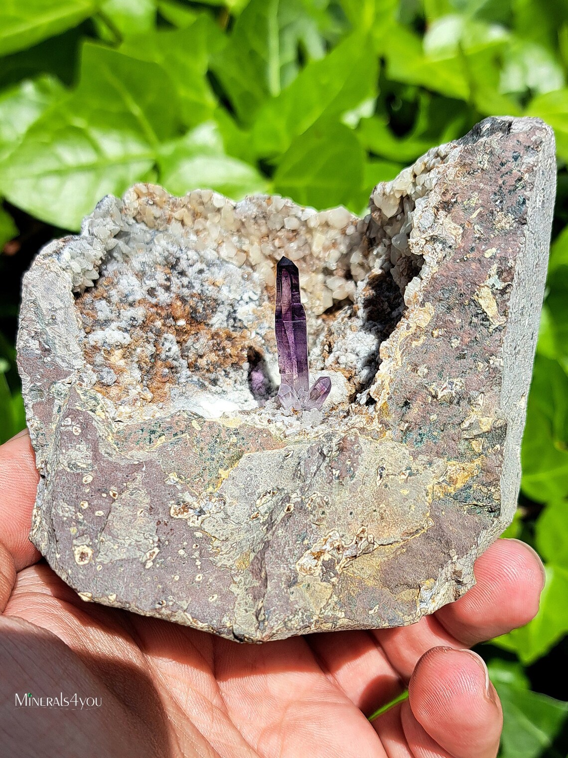 Amethyst Crystal on Matrix Dome - Etsy