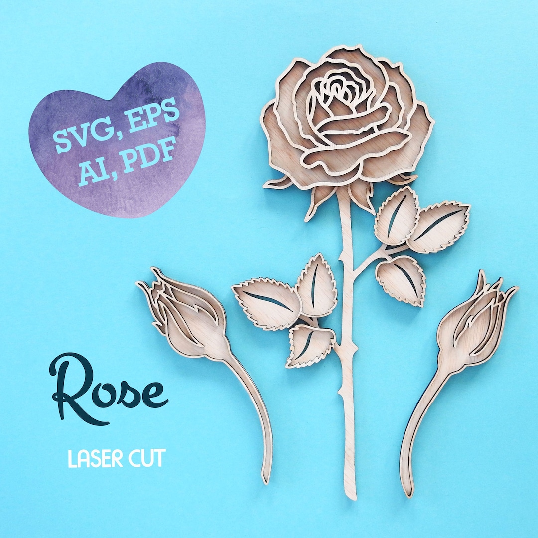 Rose Svg Laser Cut File Rose Vector Flower Svg Botanical Svg Laser Cut ...
