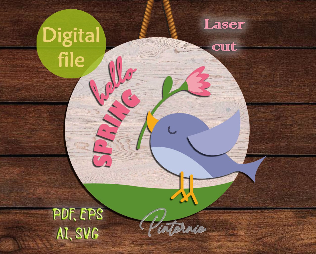 Bird Svg Flower Laser Cut Bird Sign Flower Svg Hello Spring Svg Spring ...