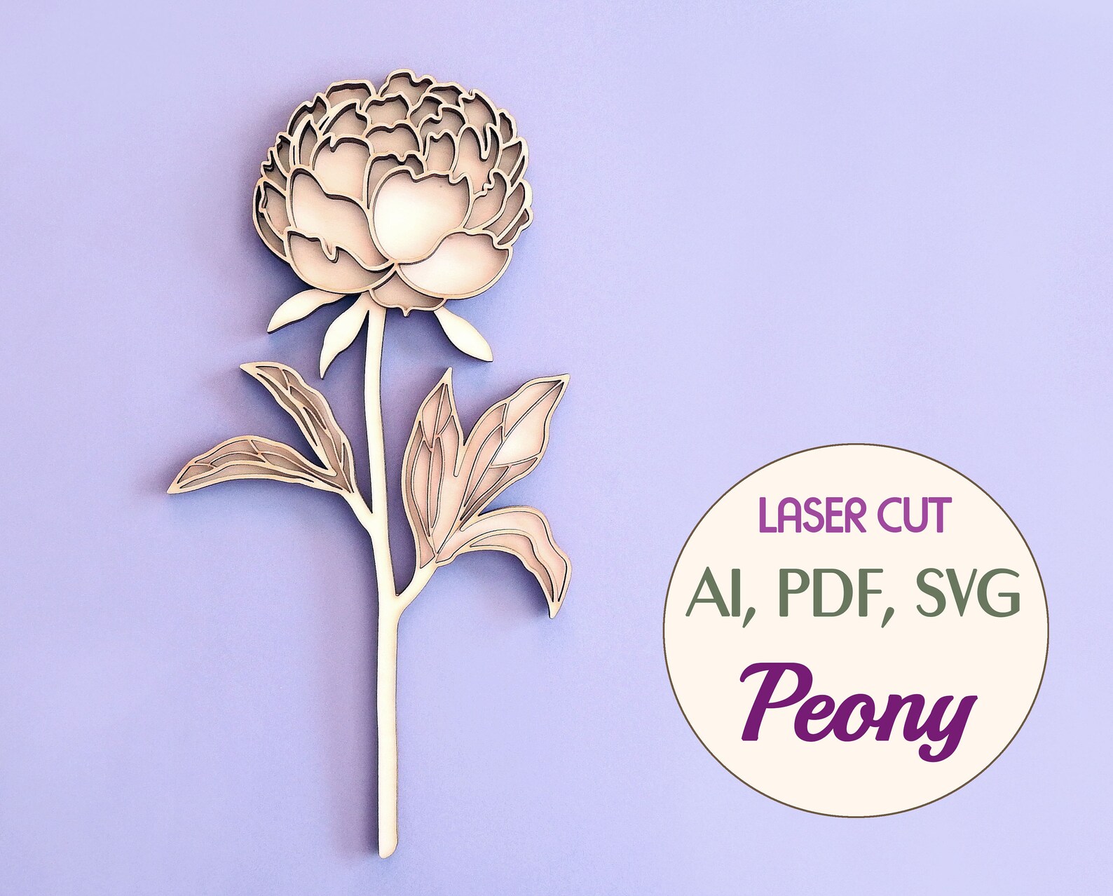 Peony Svg Flower Svg Laser Cut Flower Peony Vector Botanical - Etsy ...