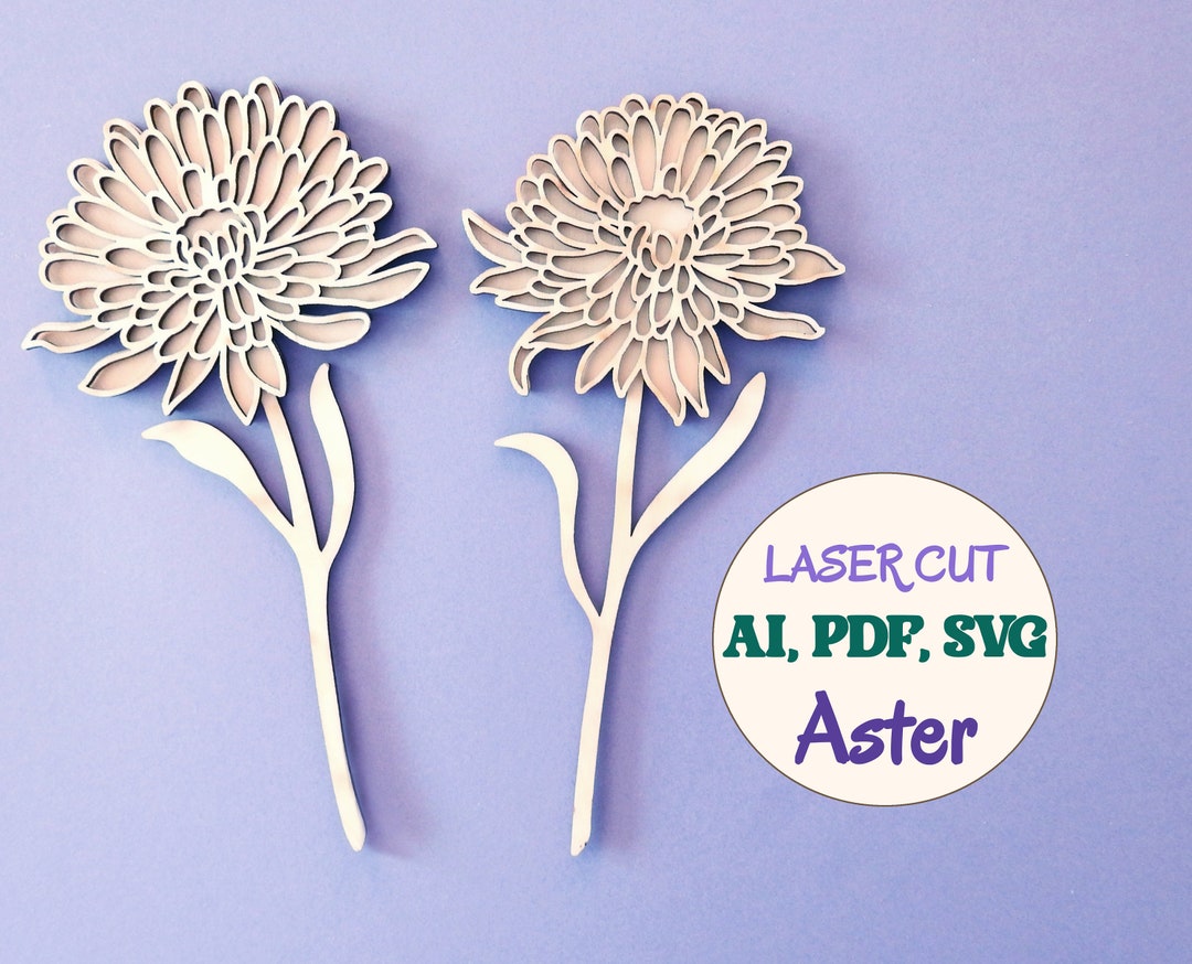 Aster Svg Laser Cut Flower Fall Flower Svg Plant Stake Flower Svg ...
