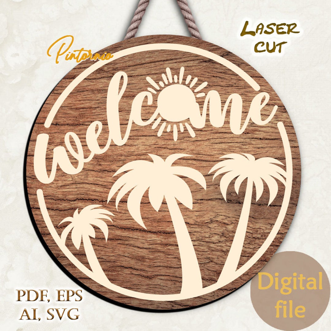 Summer Sign Palm Trees Svg Laser Cut File Sun Vector Sun Svg Palm Trees ...