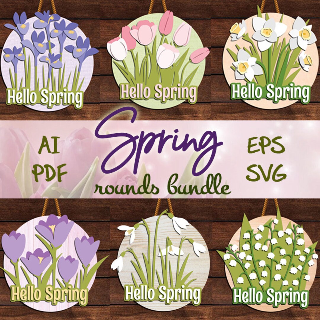 Hello Spring Svg Lily of the Valley Svg Spring Sign Crocus Svg Tulip ...