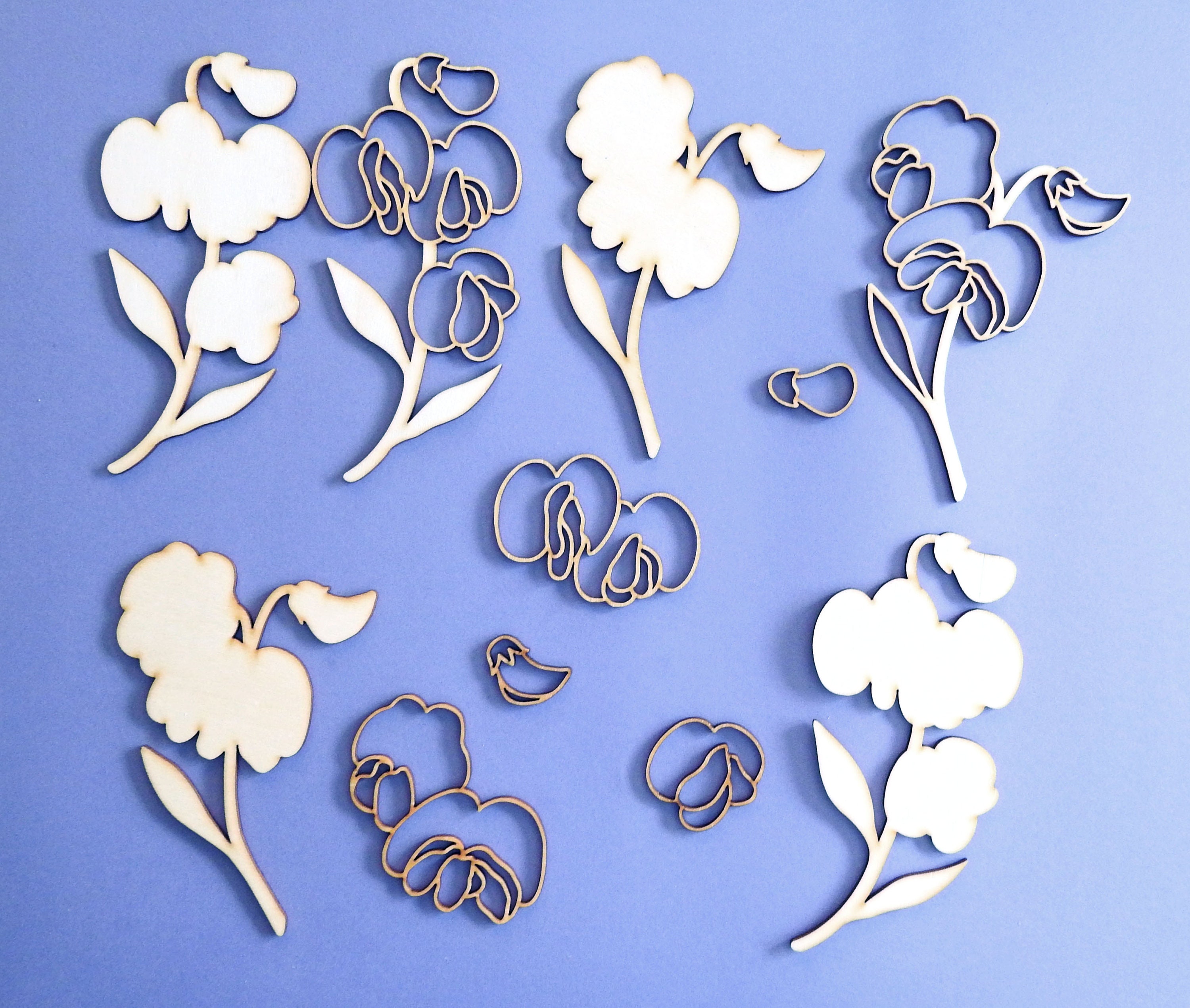 Sweet Pea Svg Flower Svg Laser Cut Flower Plant Stake Bundle Svg ...