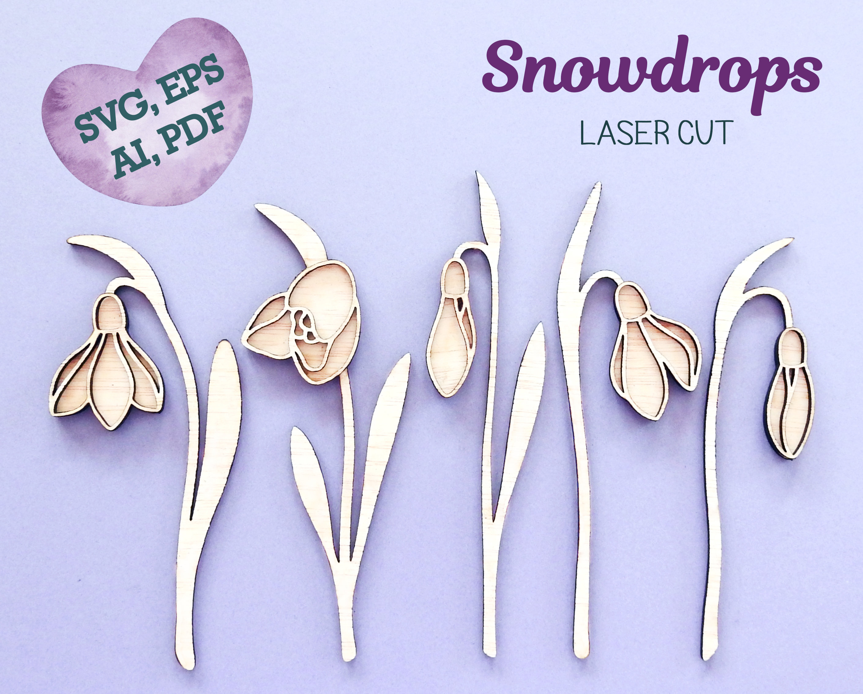 Snowdrops Svg, Laser Cut Flower Svg, Cricut Svg, Glowforge Svg File ...