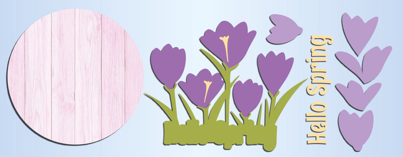 Crocus Svg Bouquet Template Crocus Laser Cut Spring Sign Flower Svg ...