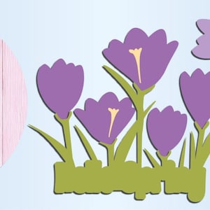 Crocus Svg Bouquet Template Crocus Laser Cut Spring Sign Flower Svg ...