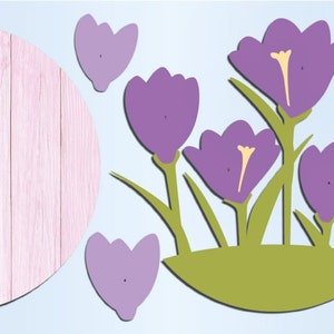 Crocus Svg Bouquet Template Crocus Laser Cut Spring Sign Flower Svg ...