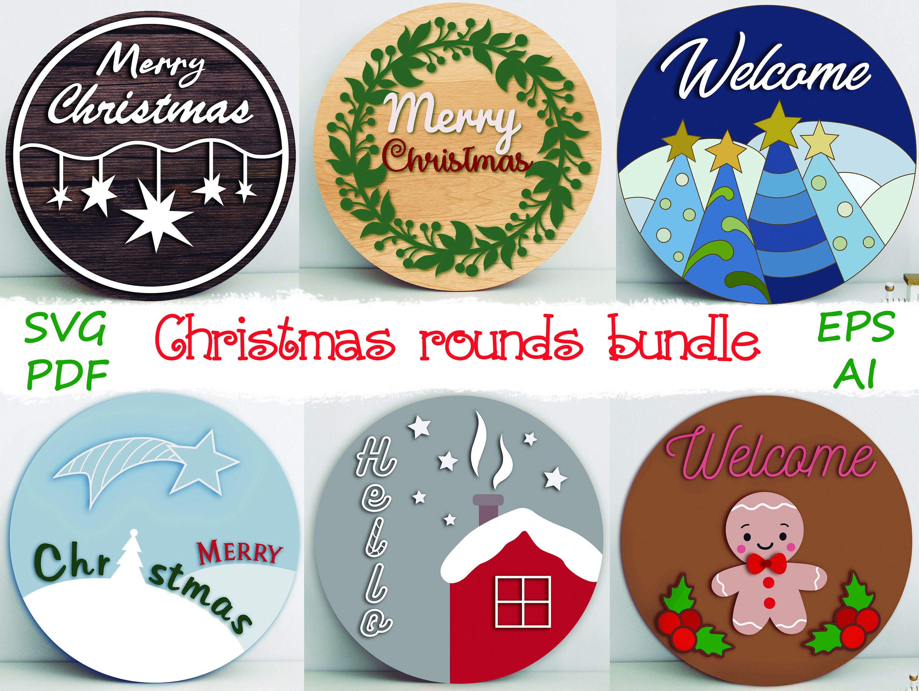 Merry Christmas Svg Bundle Laser Cut File Star Svg Winter Svg Bundle ...