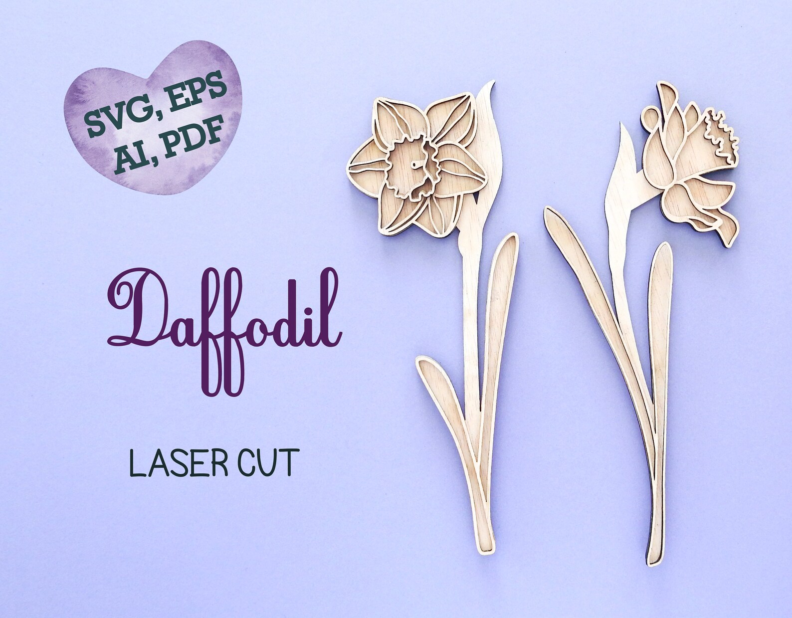 Daffodil Svg, Laser Cut Flower, Wooden Flower Bouquet, Cricut Svg ...