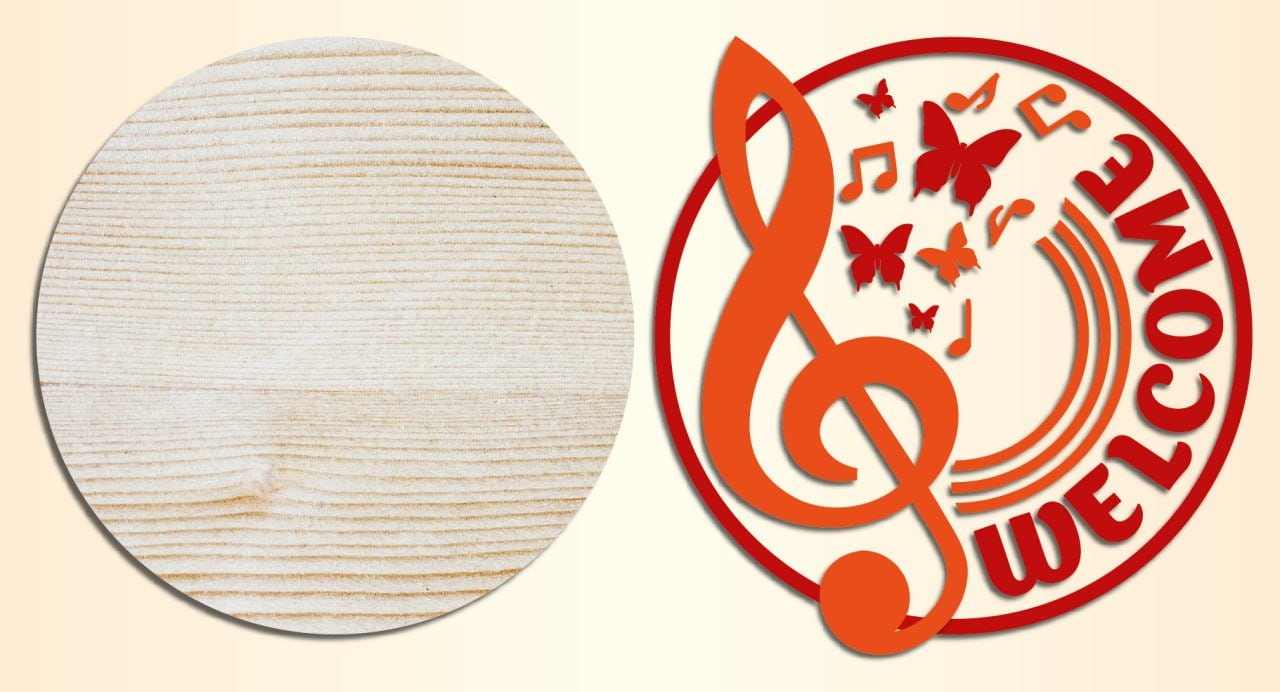 Welcome Music Round Svg Treble Clef Svg Door Sign Laser Cut Sheet Music ...